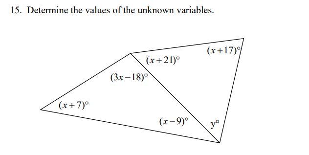 Solved 15. Determine the values of the unknown variables. | Chegg.com