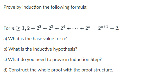 Solved Prove by induction the following formula: For | Chegg.com