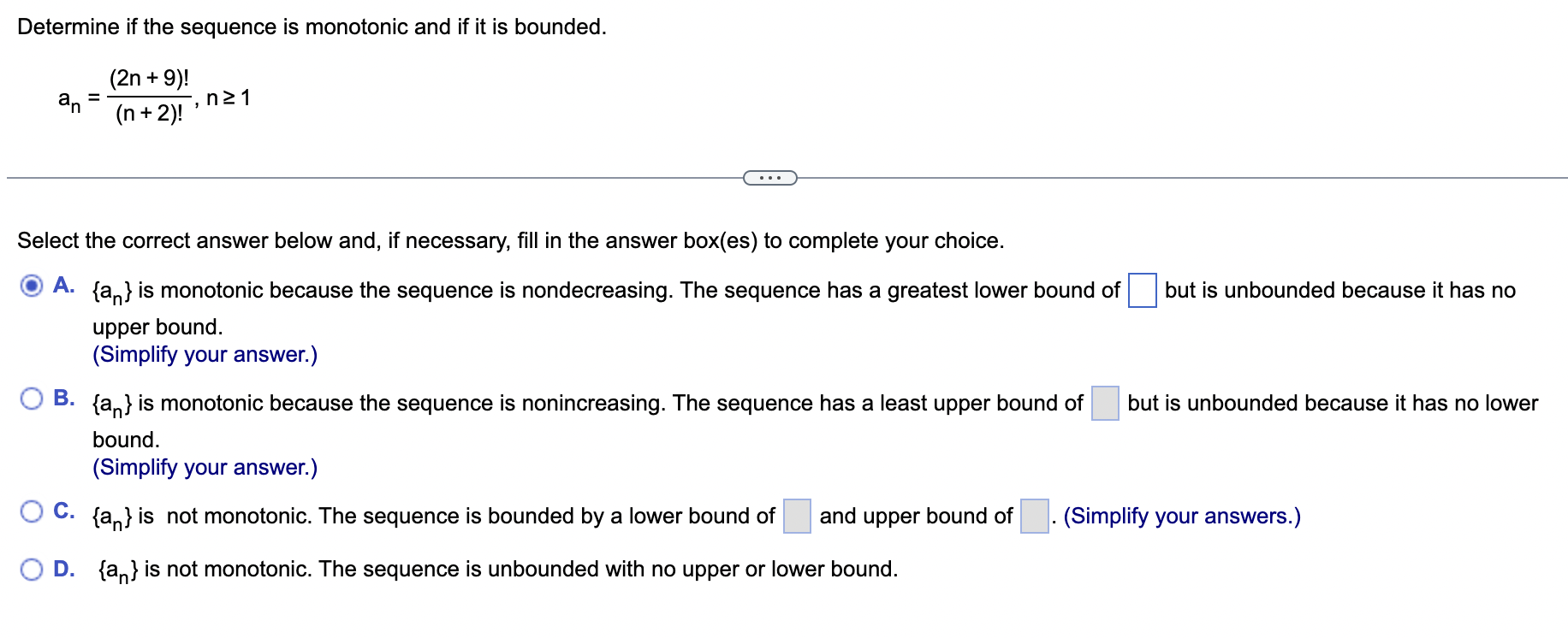 Solved Determine if the sequence is monotonic and if it is | Chegg.com