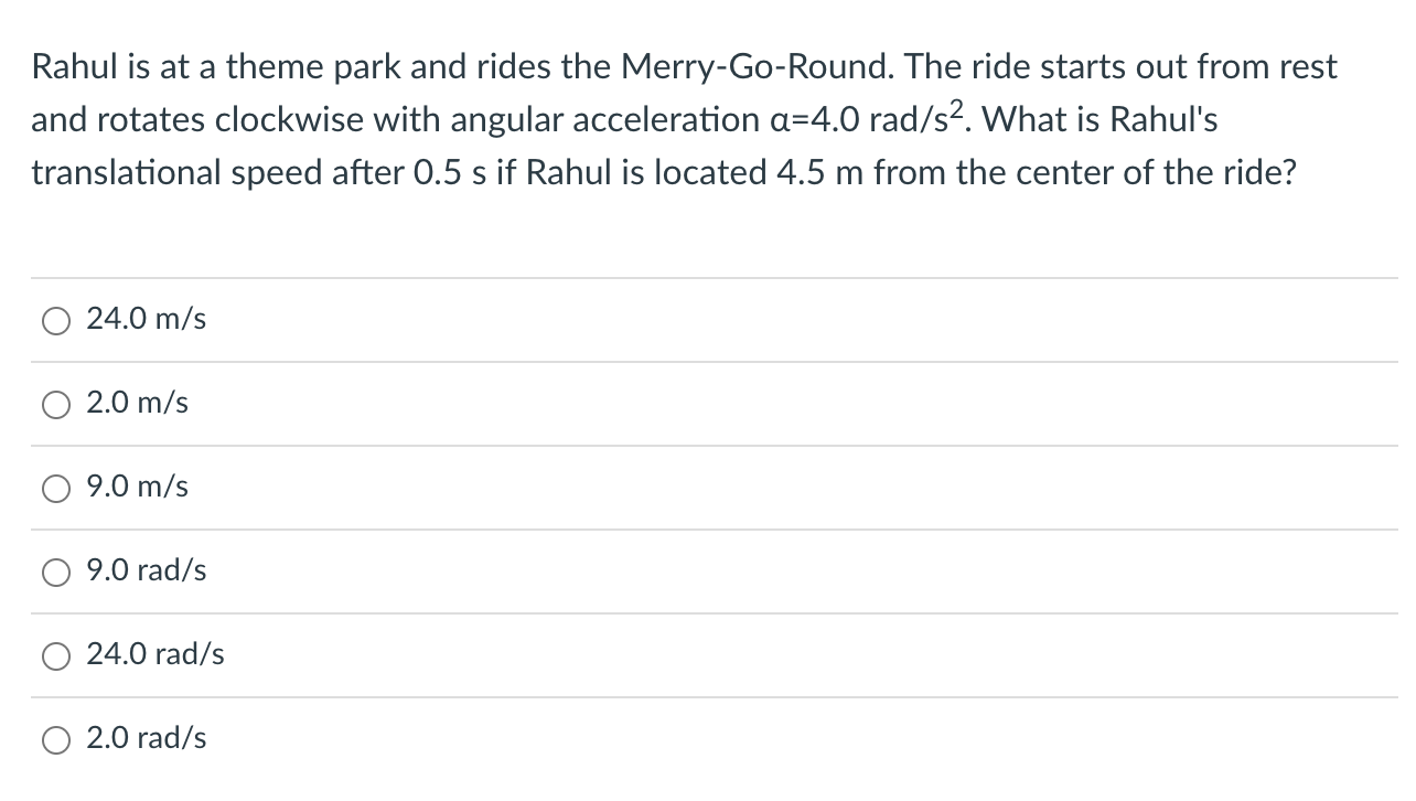 Solved Rahul is at a theme park and rides the | Chegg.com