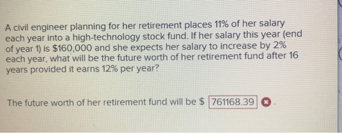 Solved A civil engineer planning for her retirement places | Chegg.com