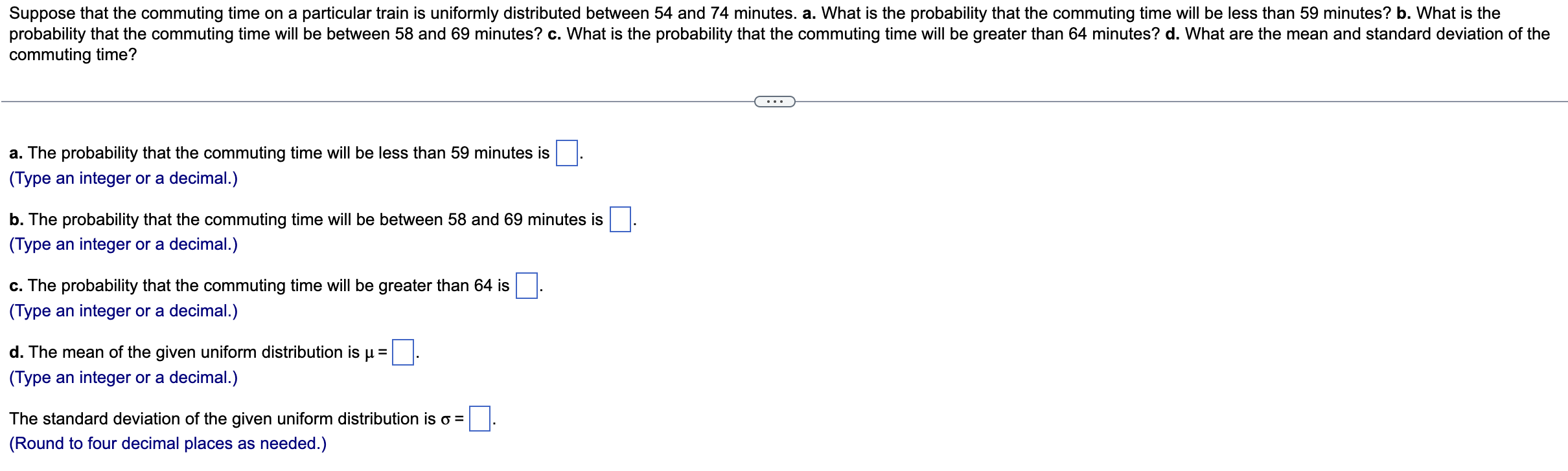 Solved commuting time? a. The probability that the commuting | Chegg.com