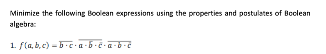 Solved Minimize the following Boolean expressions using the | Chegg.com