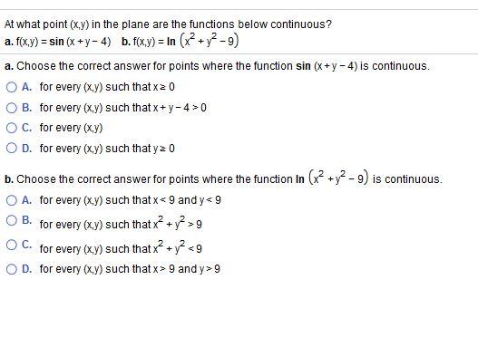 Solved At what point (x,y) in the plane are the functions | Chegg.com