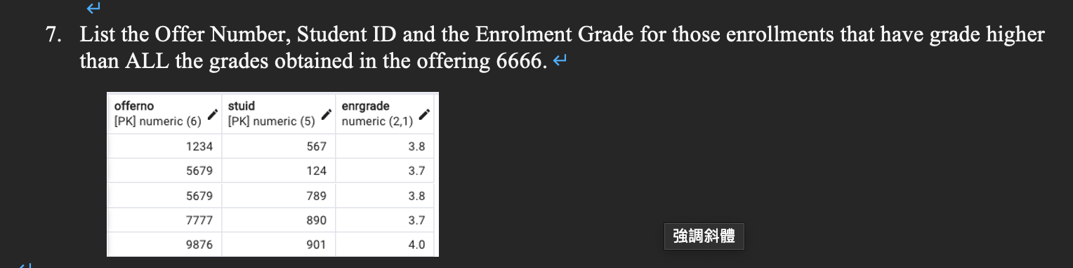 Solved List the Offer Number, Student ID and the Enrolment | Chegg.com