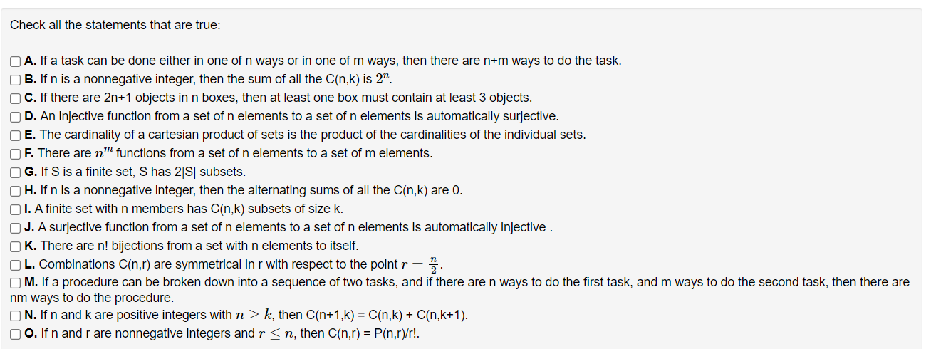 Solved Check all the statements that are true: A. If a task | Chegg.com