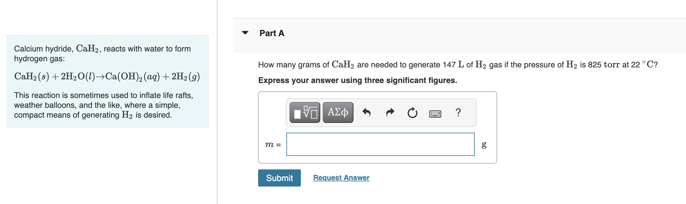 Solved Calcium hydride, CaH2, reacts with water to form | Chegg.com