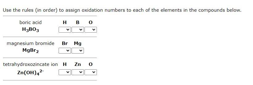 Solved Use the rules (in order) to assign oxidation numbers | Chegg.com