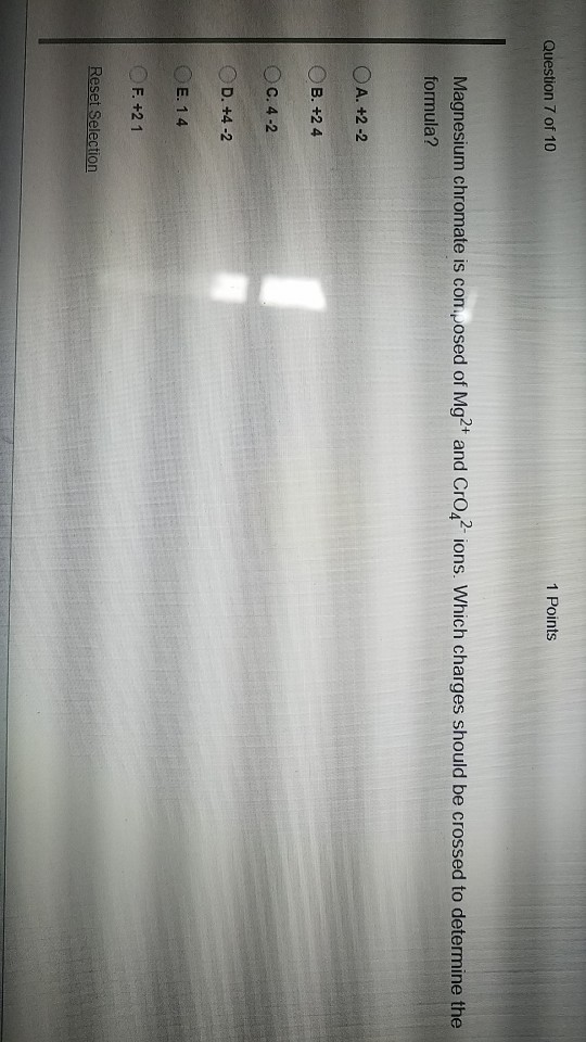 Solved 1 Points Question 7 of 10 Magnesium chromate is | Chegg.com