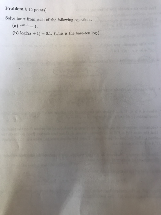 Solved Problem 5 (5 points) Solve for from each of the | Chegg.com