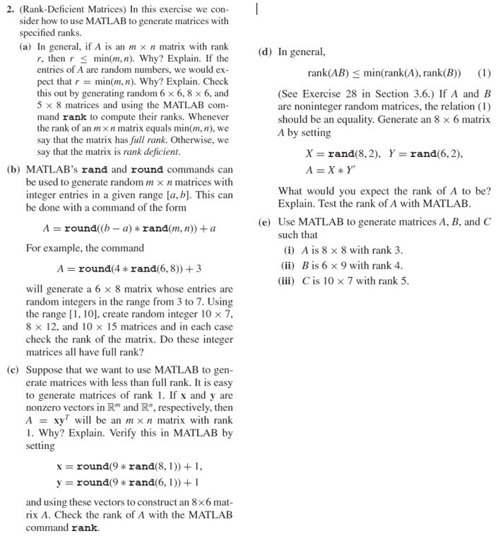 (d) In general, rank(AB)