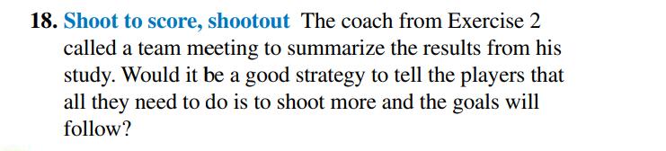 18. Shoot to score, shootout The coach from Exercise | Chegg.com