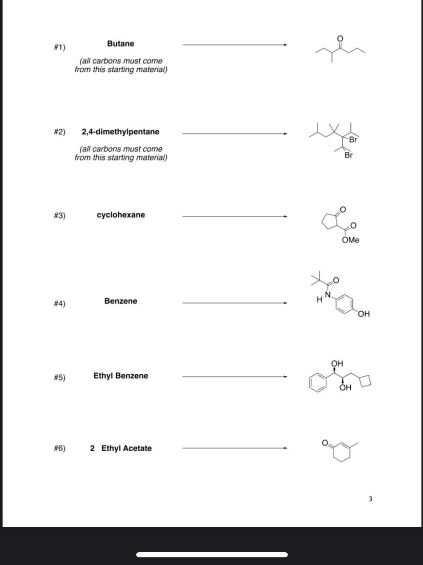 Solved #1) Butane (all carbons must come from this starting | Chegg.com