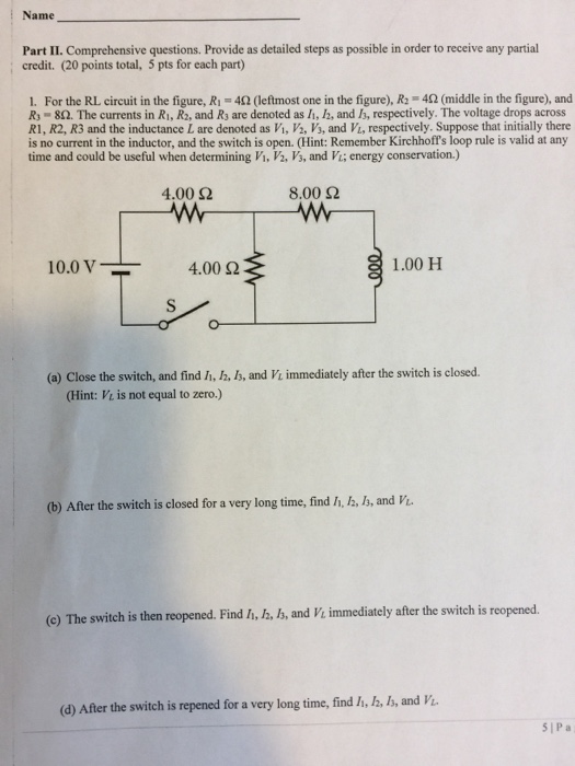 Solved For the RL circuit in the figure, R1=4 ohms (leftmost | Chegg.com