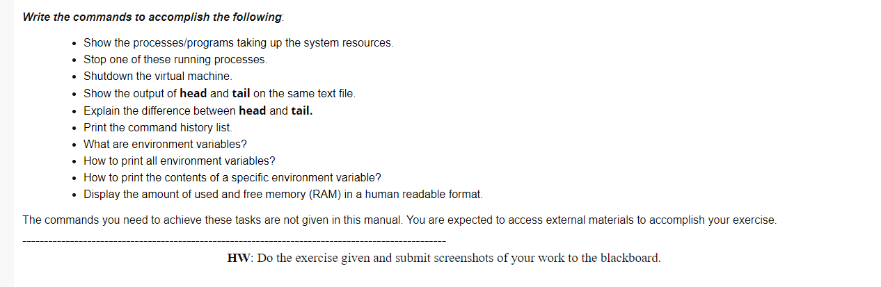 Solved Write the commands to accomplish the following: • | Chegg.com