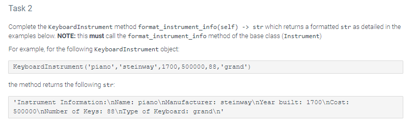 Solved Given the base class Instrument, define the _init _ | Chegg.com