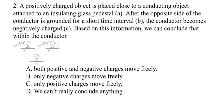 Solved 2. A positively charged object is placed close to a | Chegg.com
