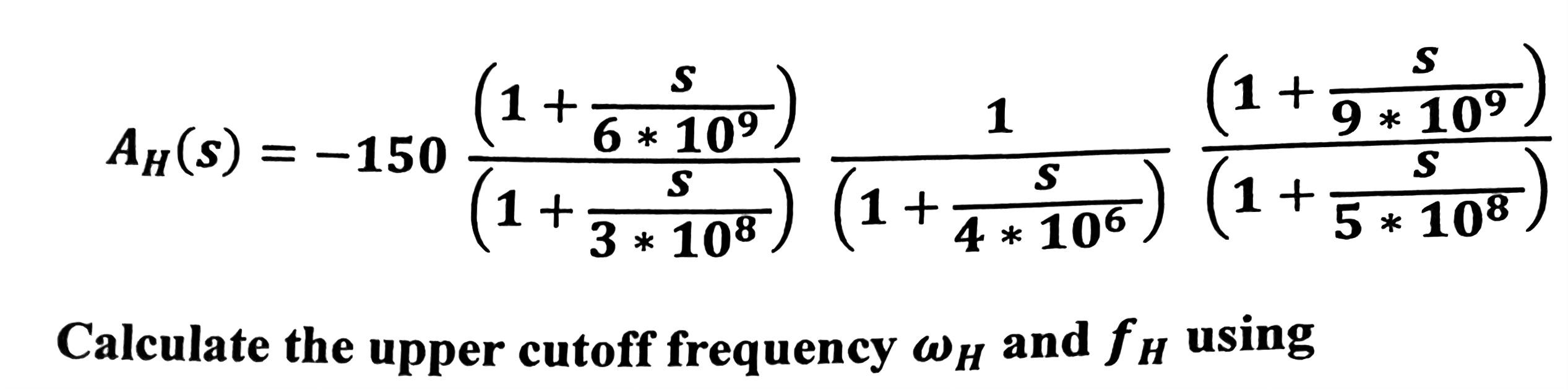 Solved For the following transfer function, Calculate the | Chegg.com
