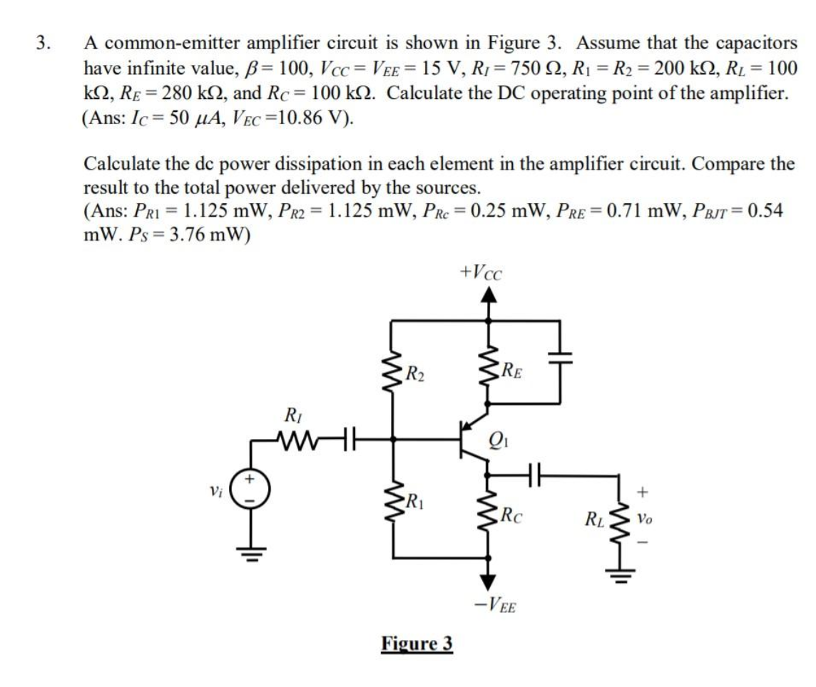 Solved A common-emitter amplifier circuit is shown in Figure | Chegg.com