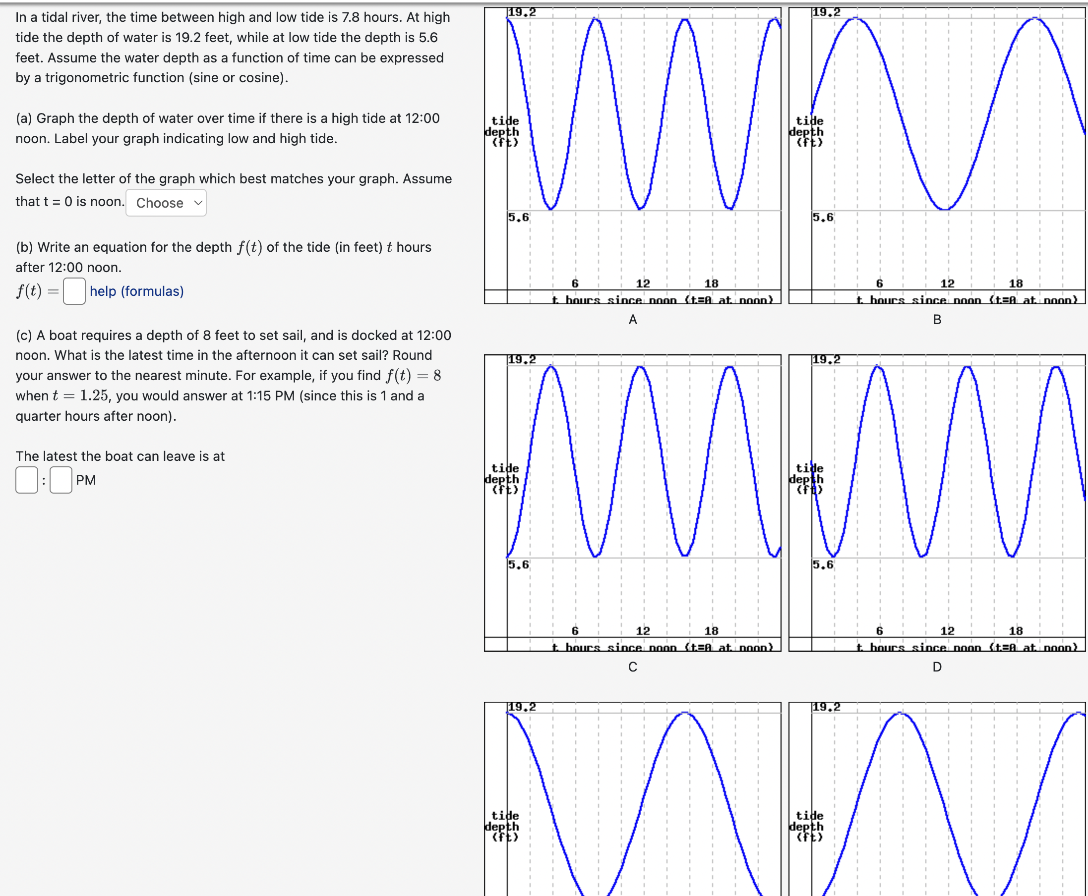 Solved In a tidal river, the time between high and low tide | Chegg.com
