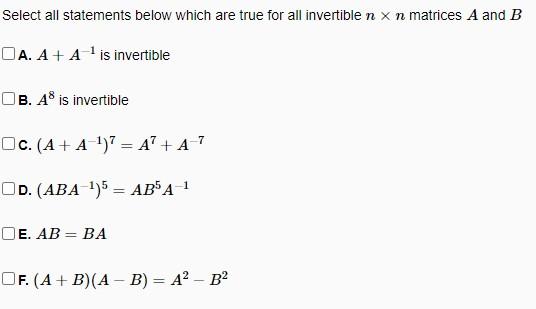 Solved Select all statements below which are true for all | Chegg.com