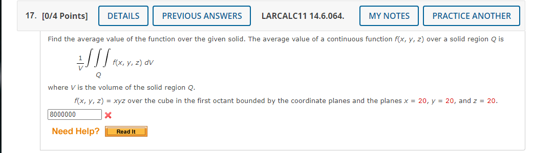 Find the average value of the function over the given | Chegg.com Find the average value of the function over the given | Chegg.com