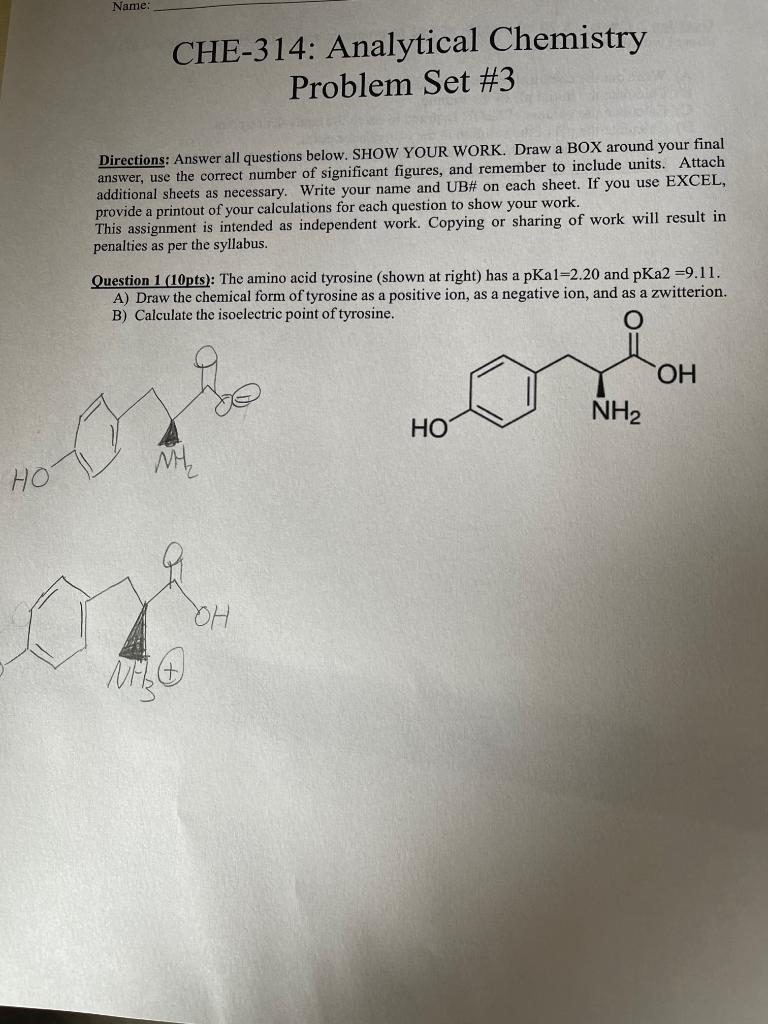 Solved Name: CHE-314: Analytical Chemistry Problem Set #3 | Chegg.com