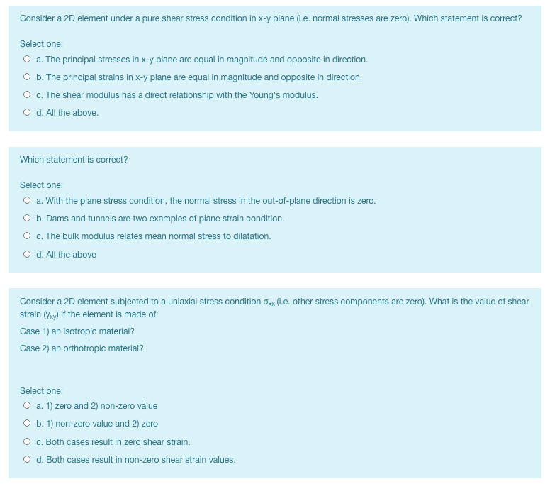 Solved Consider a 2D element under a pure shear stress | Chegg.com