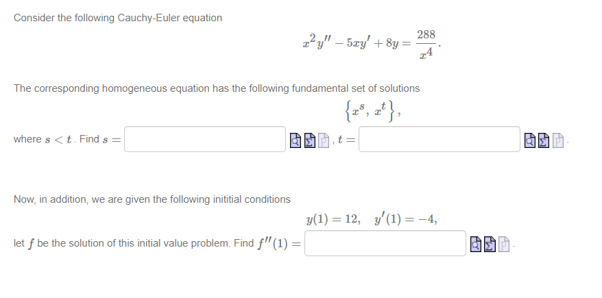 Solved Consider the following Cauchy-Euler equation 288 22Y" | Chegg.com