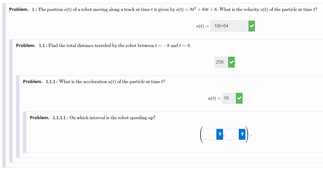 Solved blem. 1: The position s(t) of a robot moving along a | Chegg.com