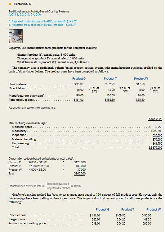 Traditional versus Activity\&Based Costing Systems ( | Chegg.com