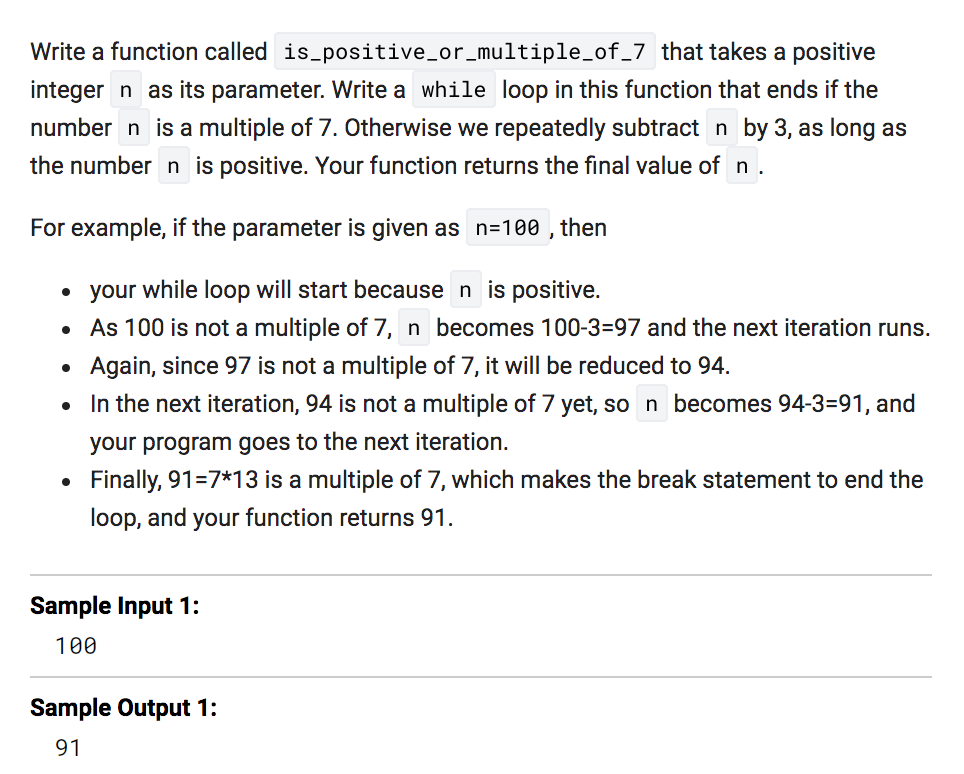 Solved Write a function called is_positive_or_multiple_of_7 | Chegg.com