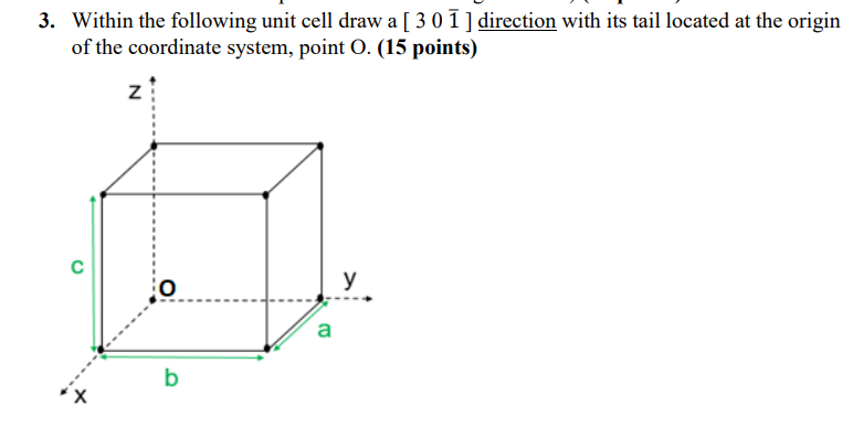 Solved 3. Within the following unit cell draw a [301] | Chegg.com