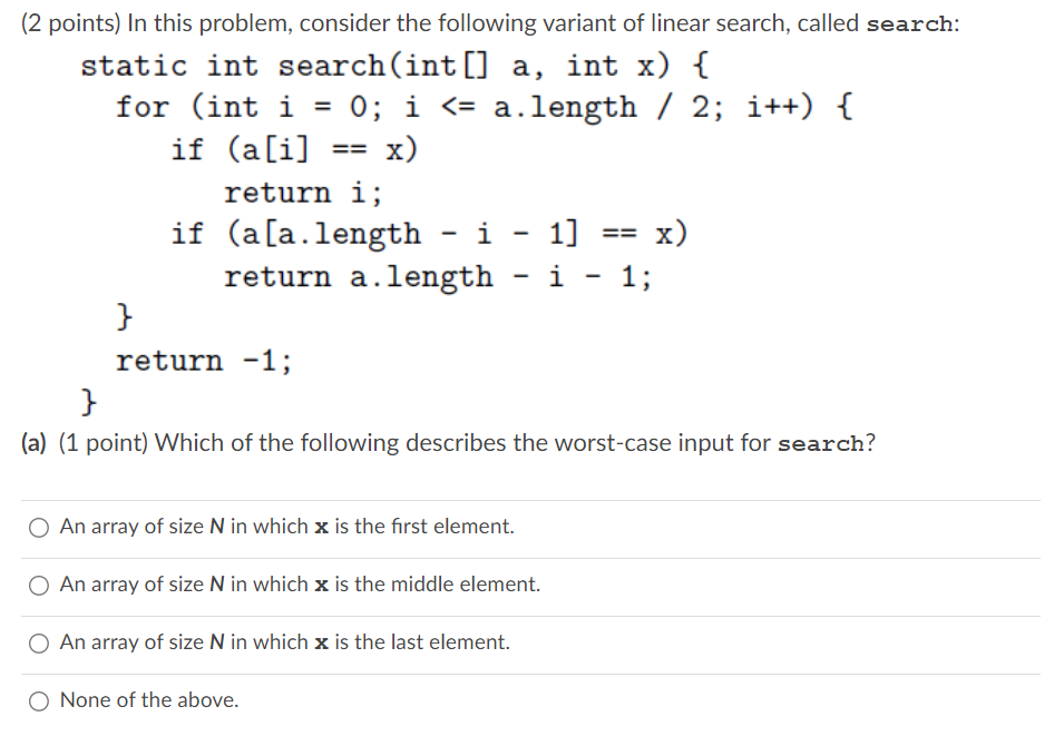 Solved (2 points) In this problem, consider the following | Chegg.com