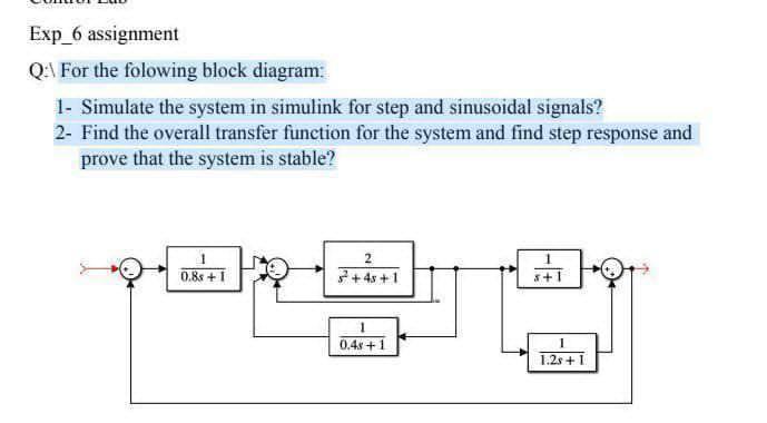 Solved Exp_6 assignment QA For the folowing block diagram: | Chegg.com