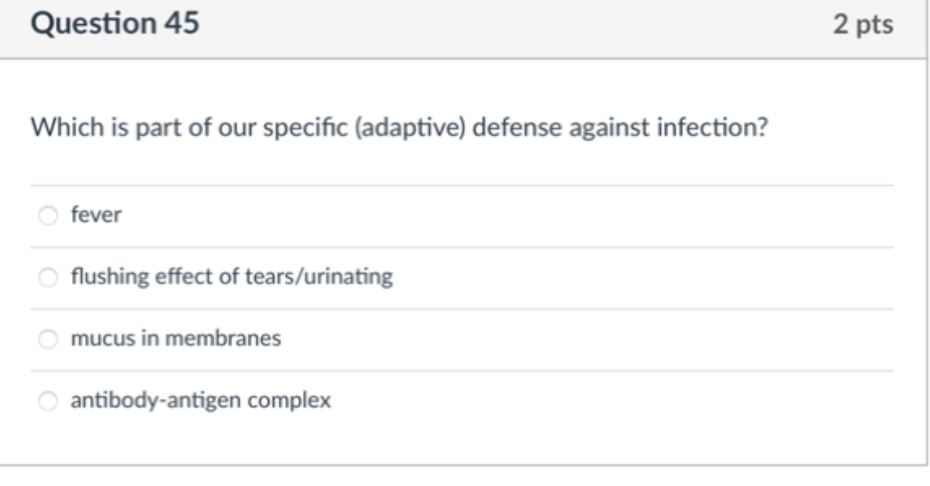 Solved Which is part of our specific (adaptive) defense | Chegg.com