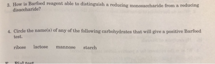 Solved 3. How is Barfoed reagent able to distinguish a | Chegg.com