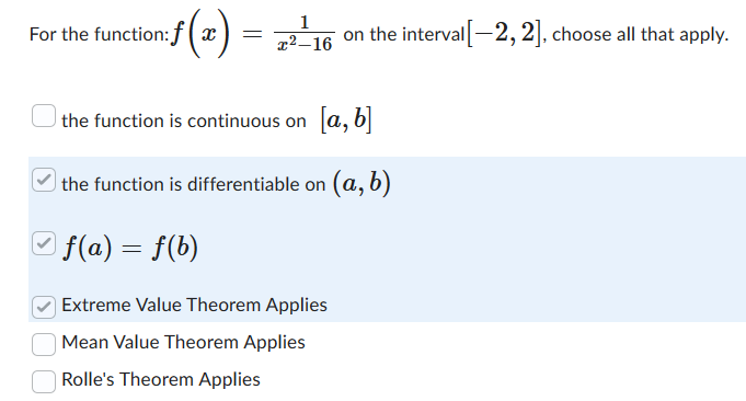 Solved For the function: f(x)=x2−161 on the interval [−2,2], | Chegg.com
