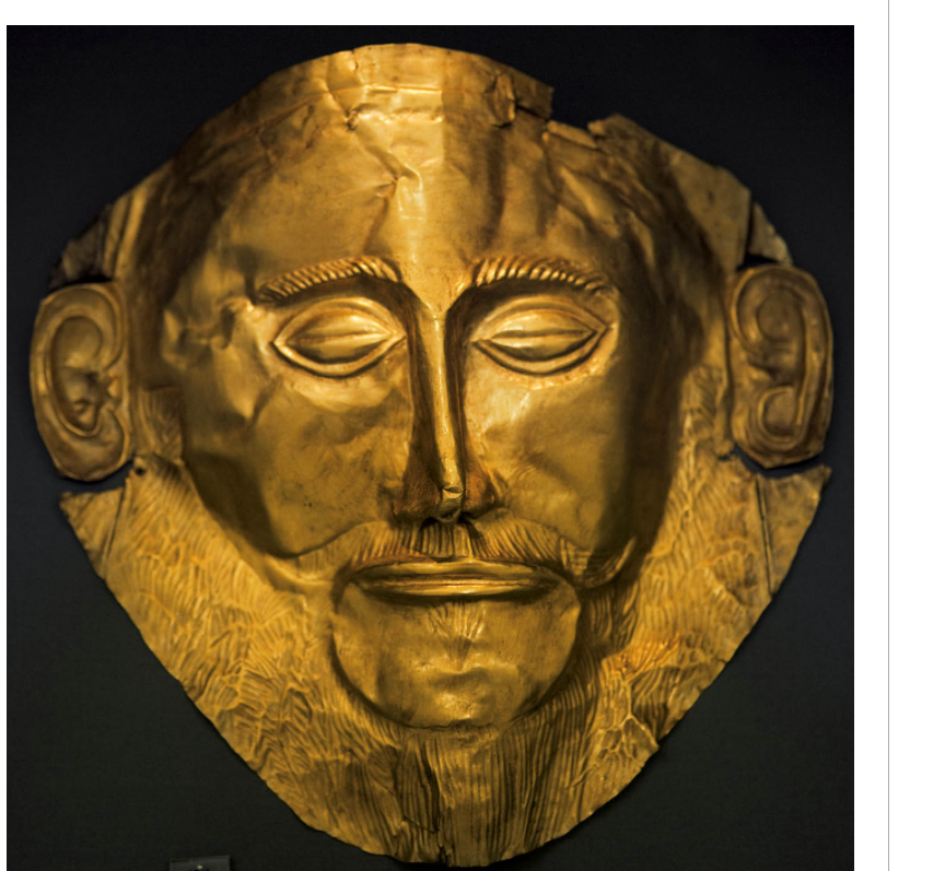 Solved Mycenaean, Funerary Mask, gold, c.1600-1500 BCE | Chegg.com