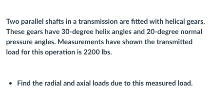 Solved Two parallel shafts in a transmission are fitted with | Chegg.com