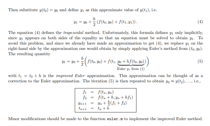 MAT 275 Laboratory 3 Numerical Solutions by Euler and | Chegg.com