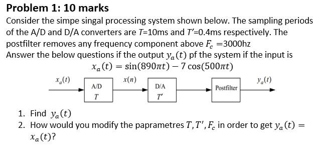 Solved Problem 1: 10 marks Consider the simpe singal | Chegg.com