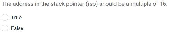 Solved The address in the stack pointer (rsp) should be a | Chegg.com