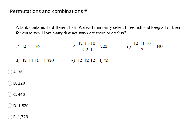 Solved Permutations and combinations #1 A tank contains 12 | Chegg.com