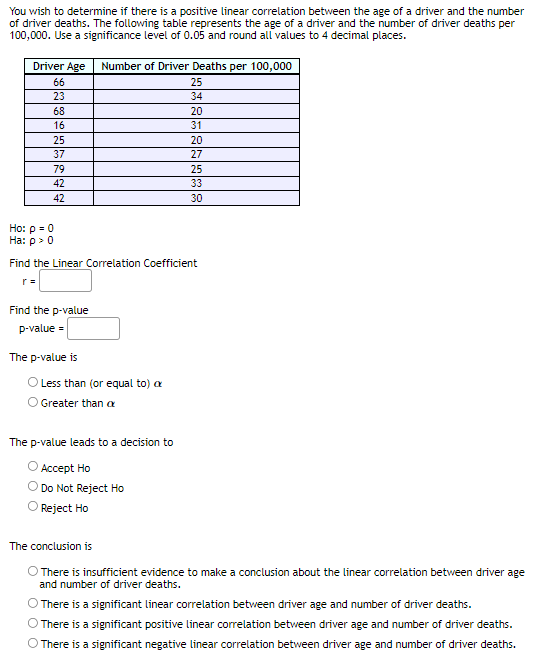 Solved You wish to determine if there is a positive linear | Chegg.com