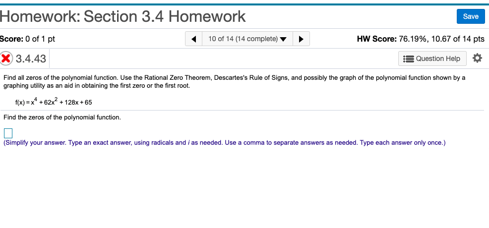 Solved Homework Section 3 4 Homework Save Score 0 Of 1 Pt