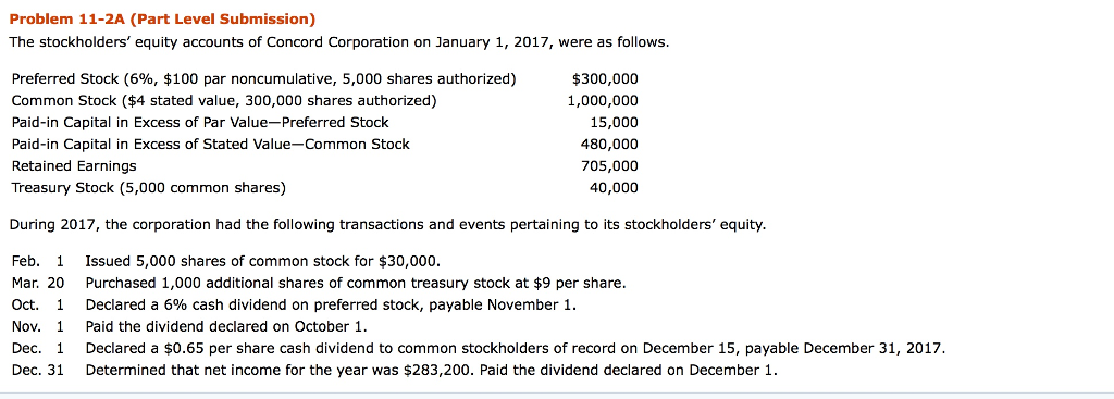 Solved Problem 11-2A (Part Level Submission) The | Chegg.com