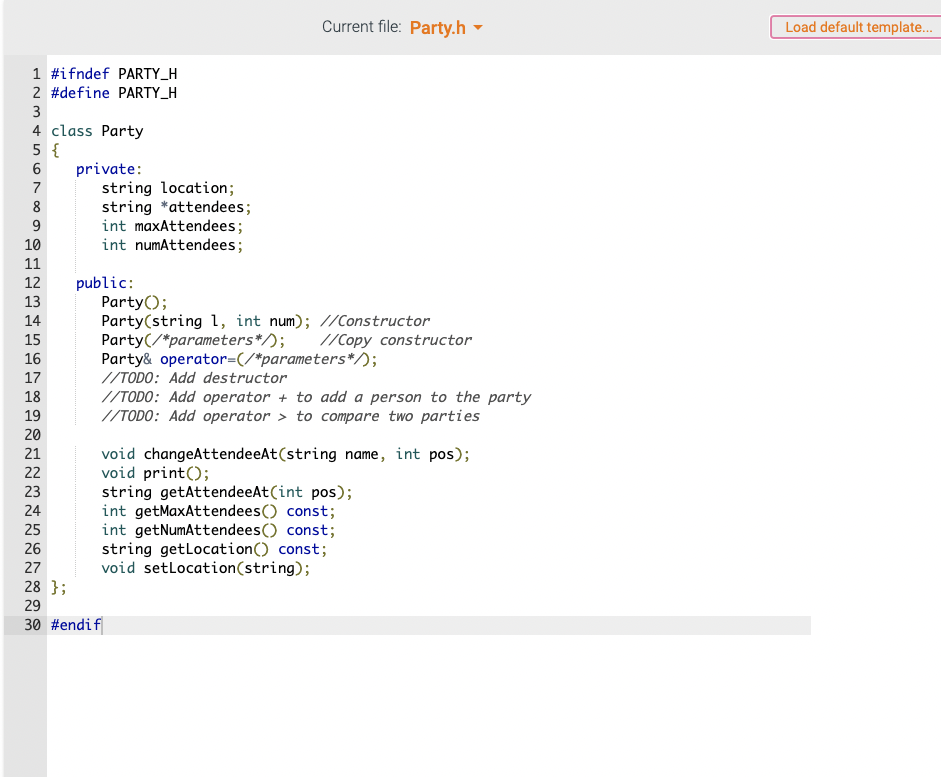 Solved This exercise defines a Party class to store the | Chegg.com