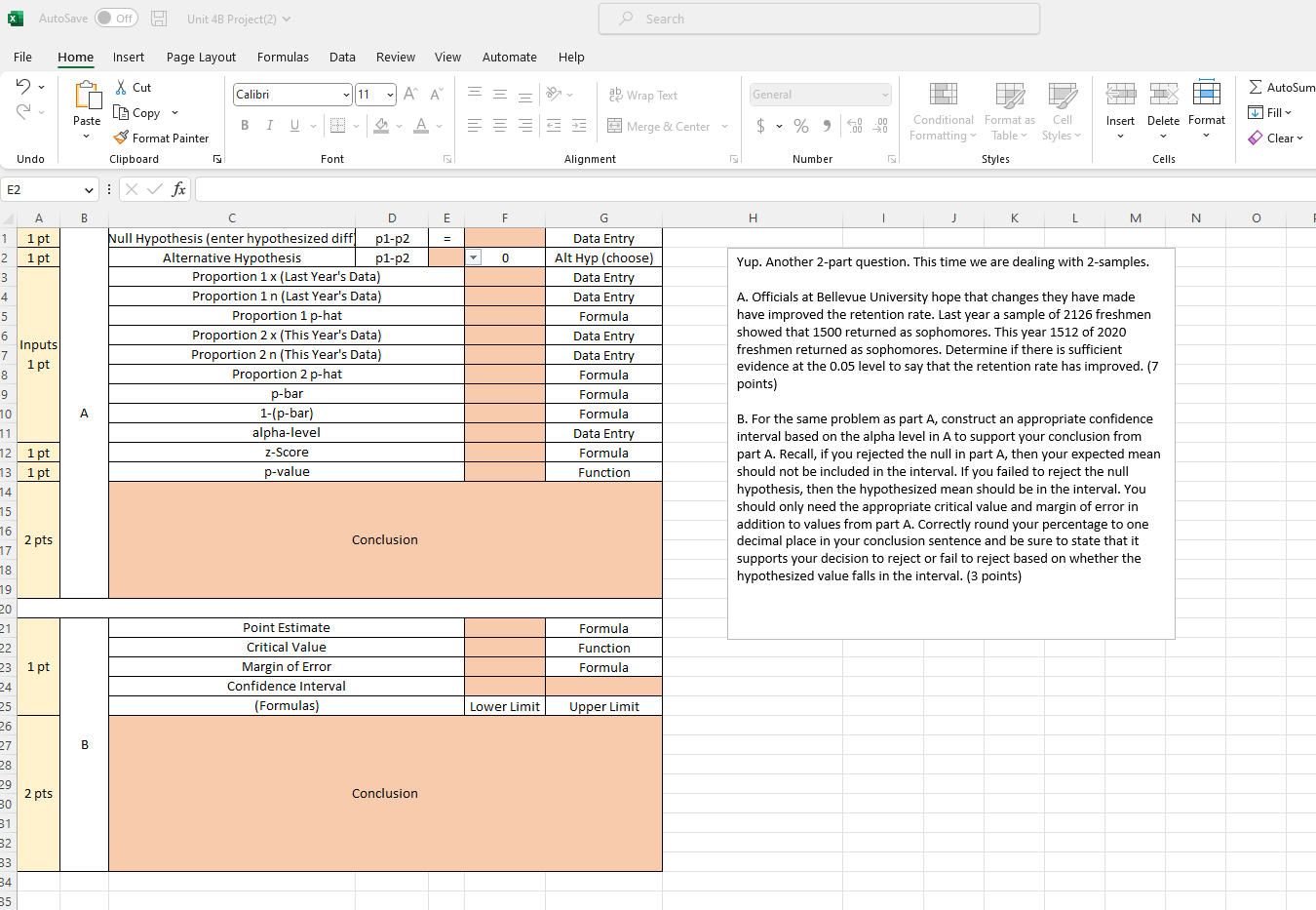 Solved Please show me what functions and formulas to use in | Chegg.com