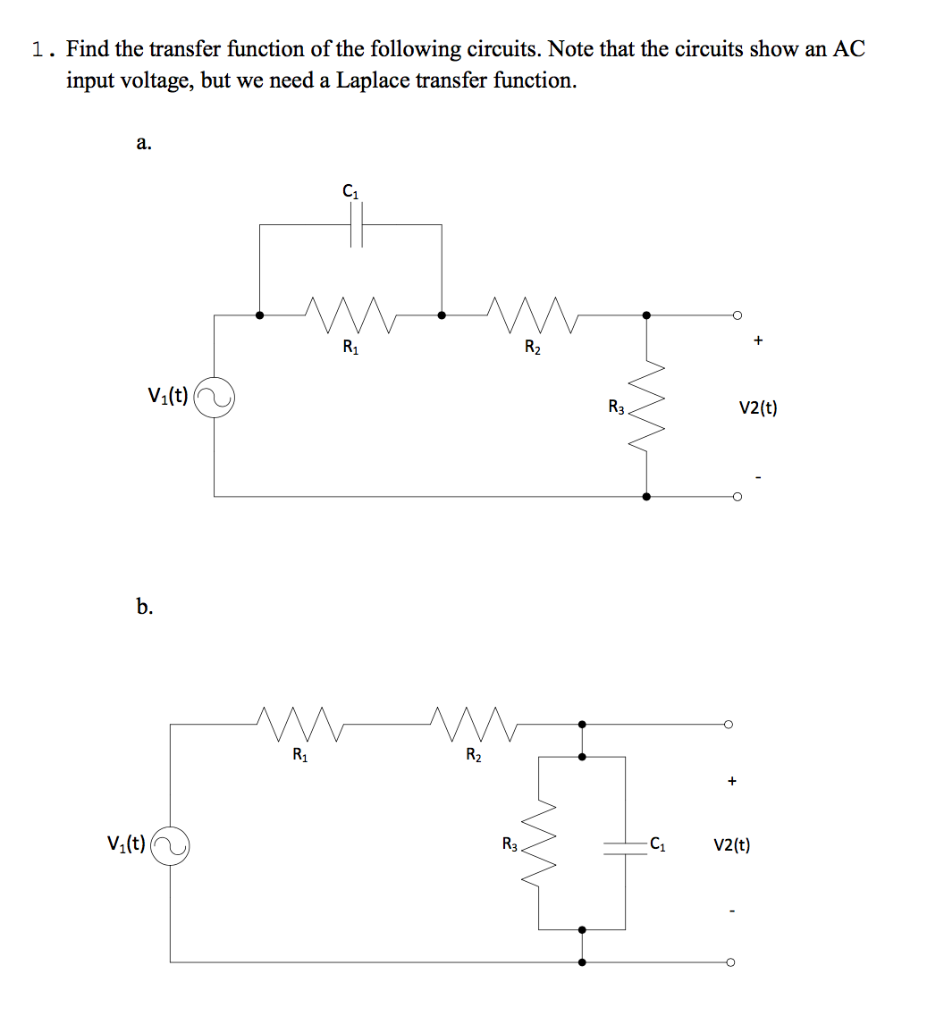 Solved Find the transfer function of the following circuits. | Chegg.com